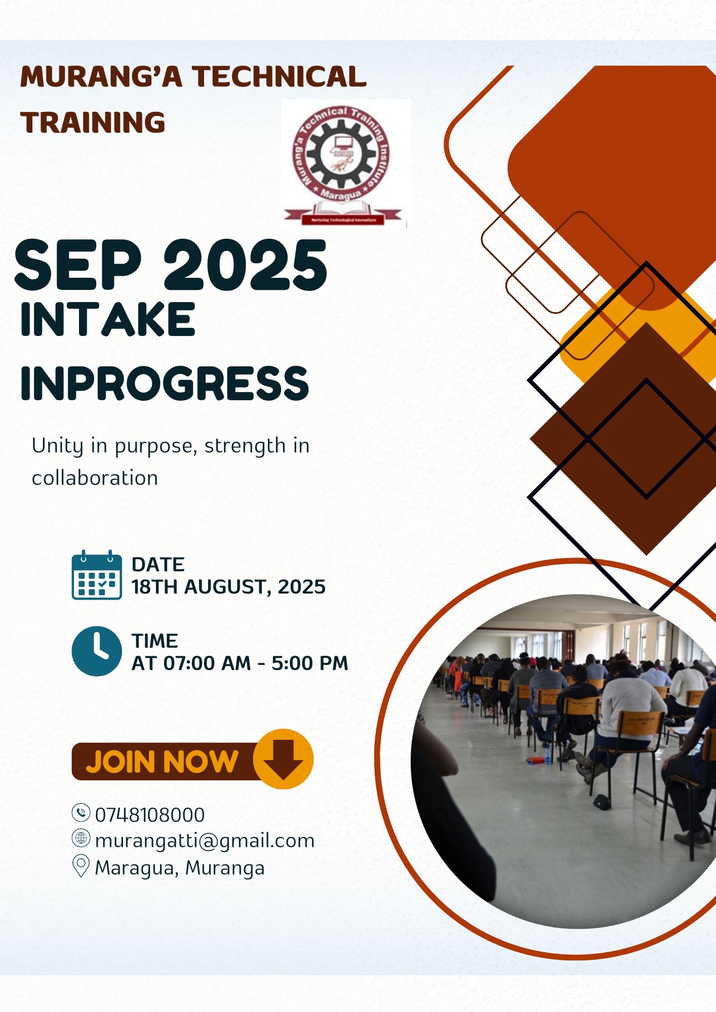 September intake 2025 - Murang’a Technical Training Institute